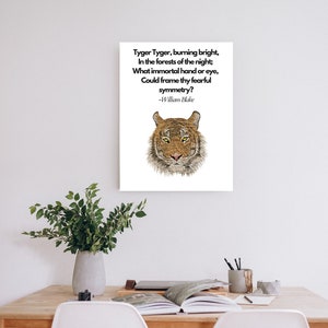 The Tyger, Printable Poem by William Blake, Tiger Tiger Burning Bright ...