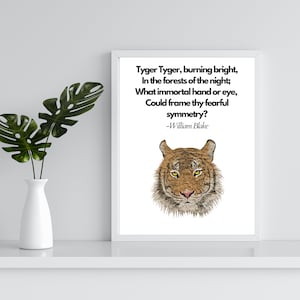 The Tyger, Printable Poem by William Blake, Tiger Tiger Burning Bright ...