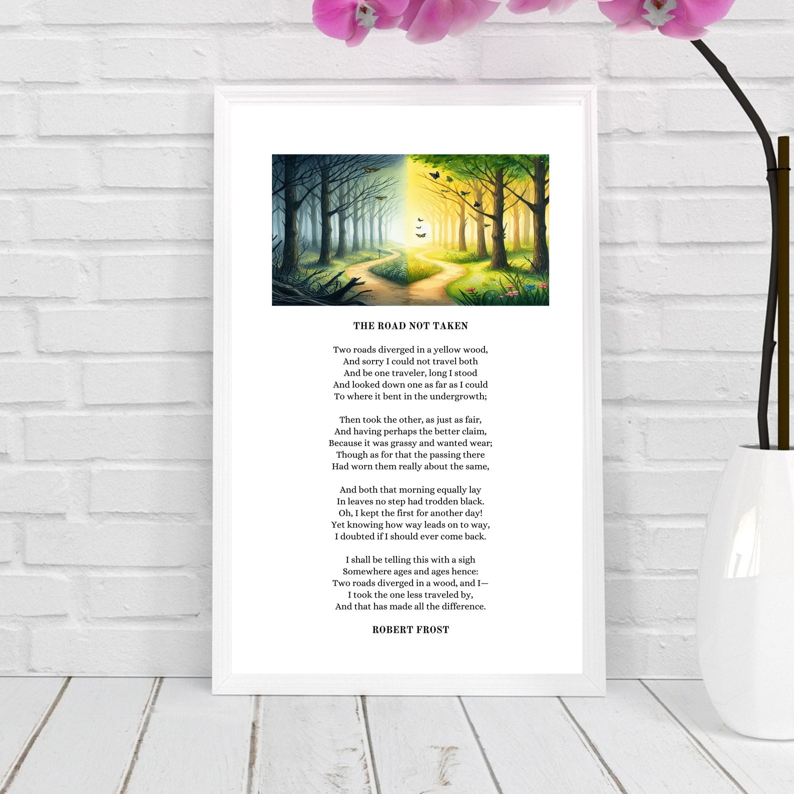 The Road Not Taken Poem by Robert Frost Digital Print Printable Gift ...