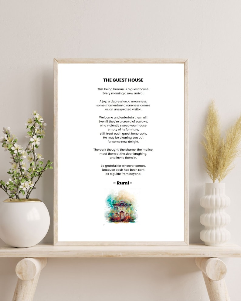 The Guest House Rumi, Instant Download, Rumi Art, Rumi Quotes, Rumi ...