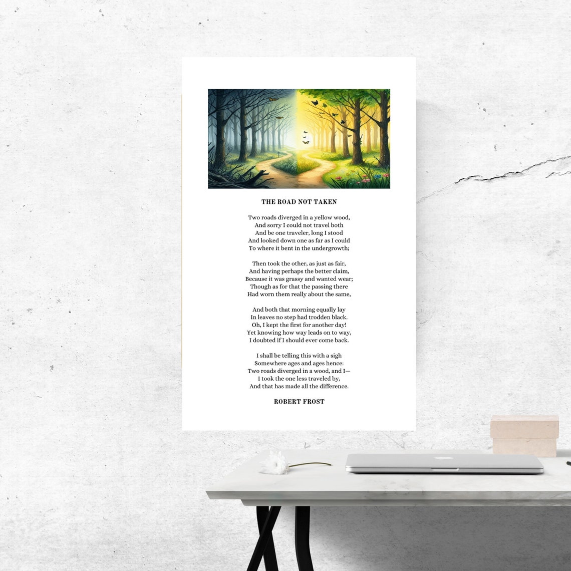 The Road Not Taken Poem by Robert Frost Digital Print Printable Gift ...