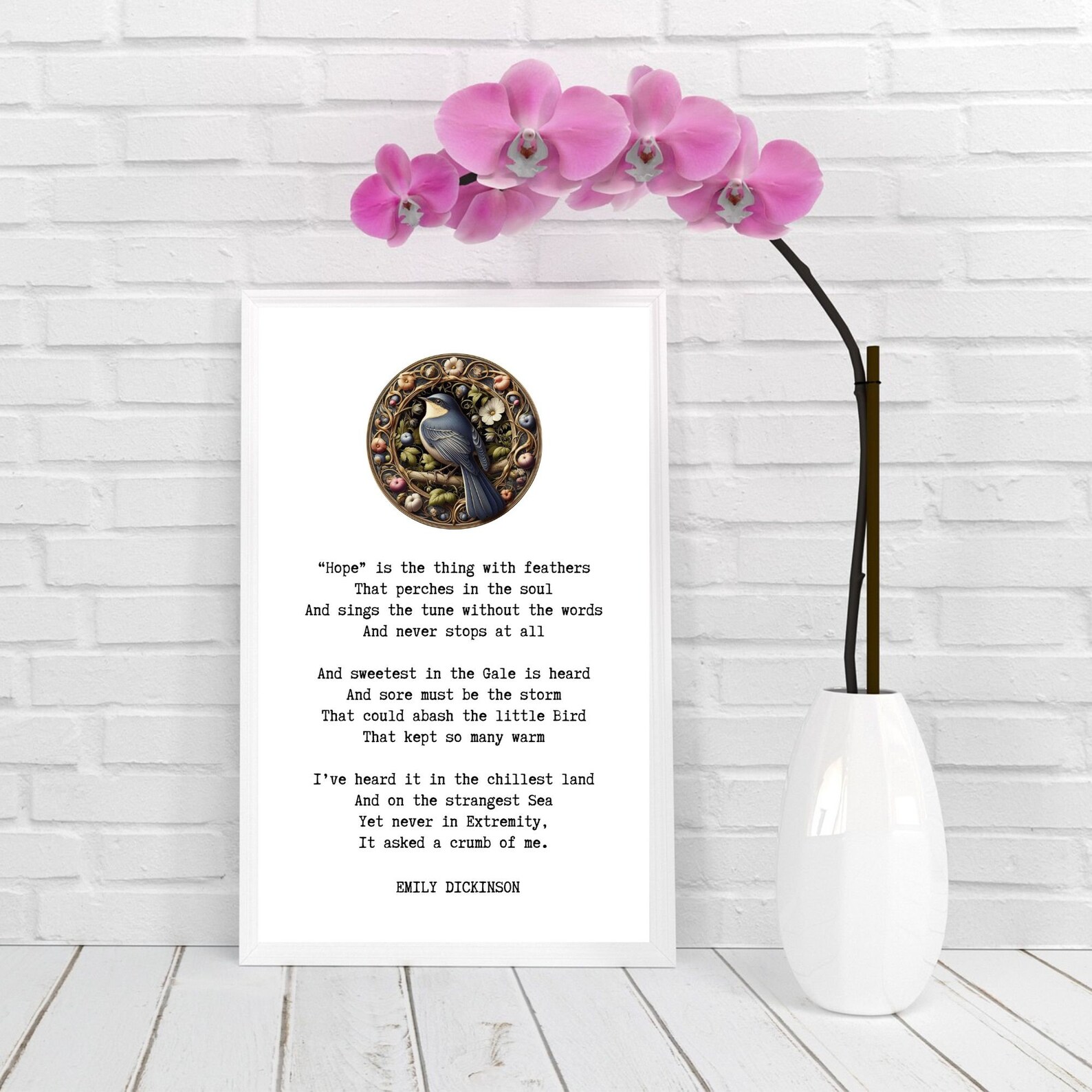 Hope is the Thing With Feathers Print, Emily Dickinson Wall Art, Gift ...