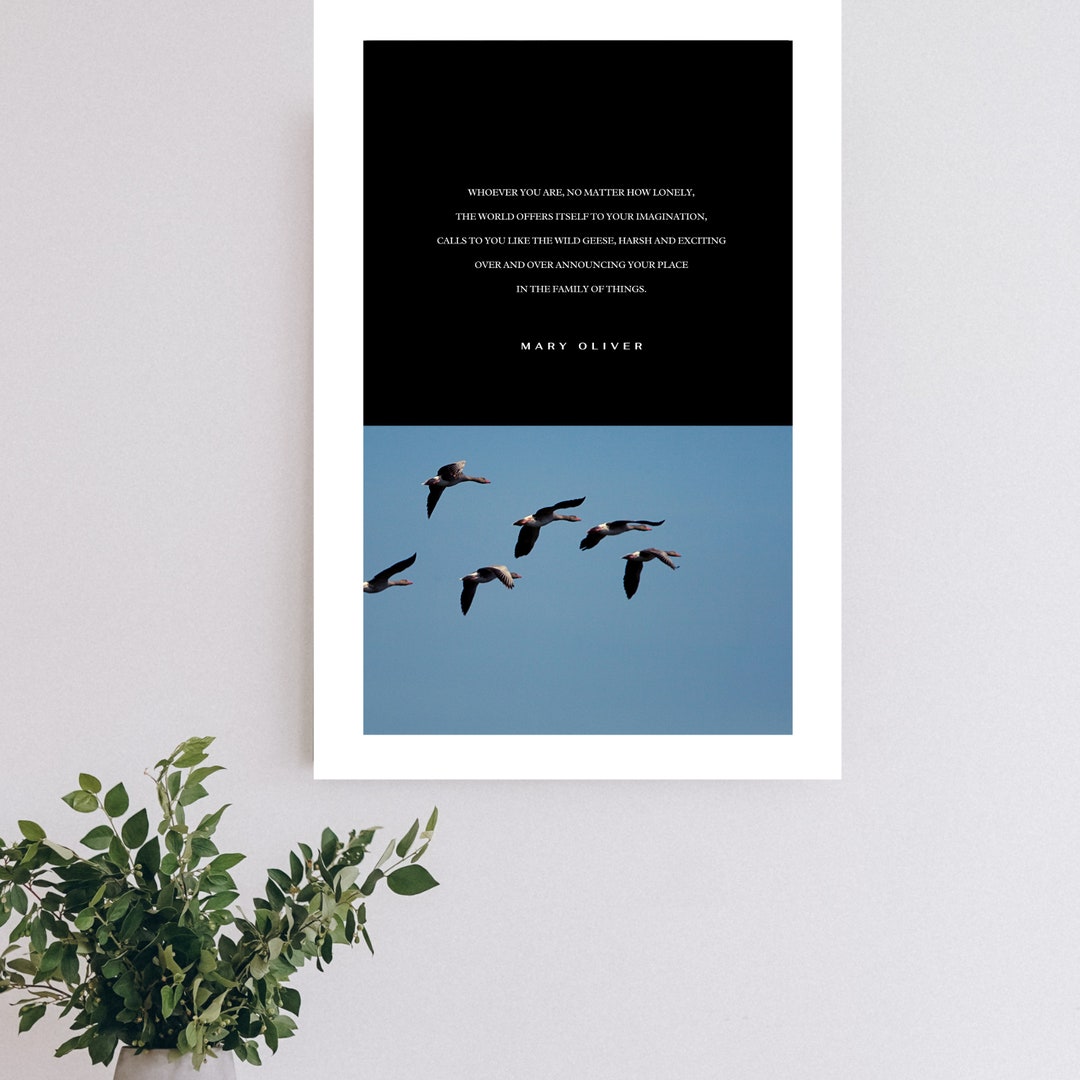 Wild Geese Mary Oliver Poem Print Wall Art Whoever You Are Digital ...