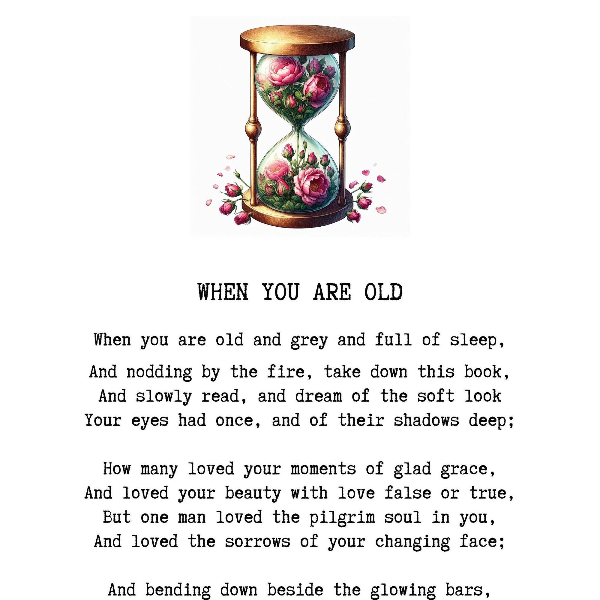 When You Are Old by William Butler Yeats Digital Print Wall Art ...