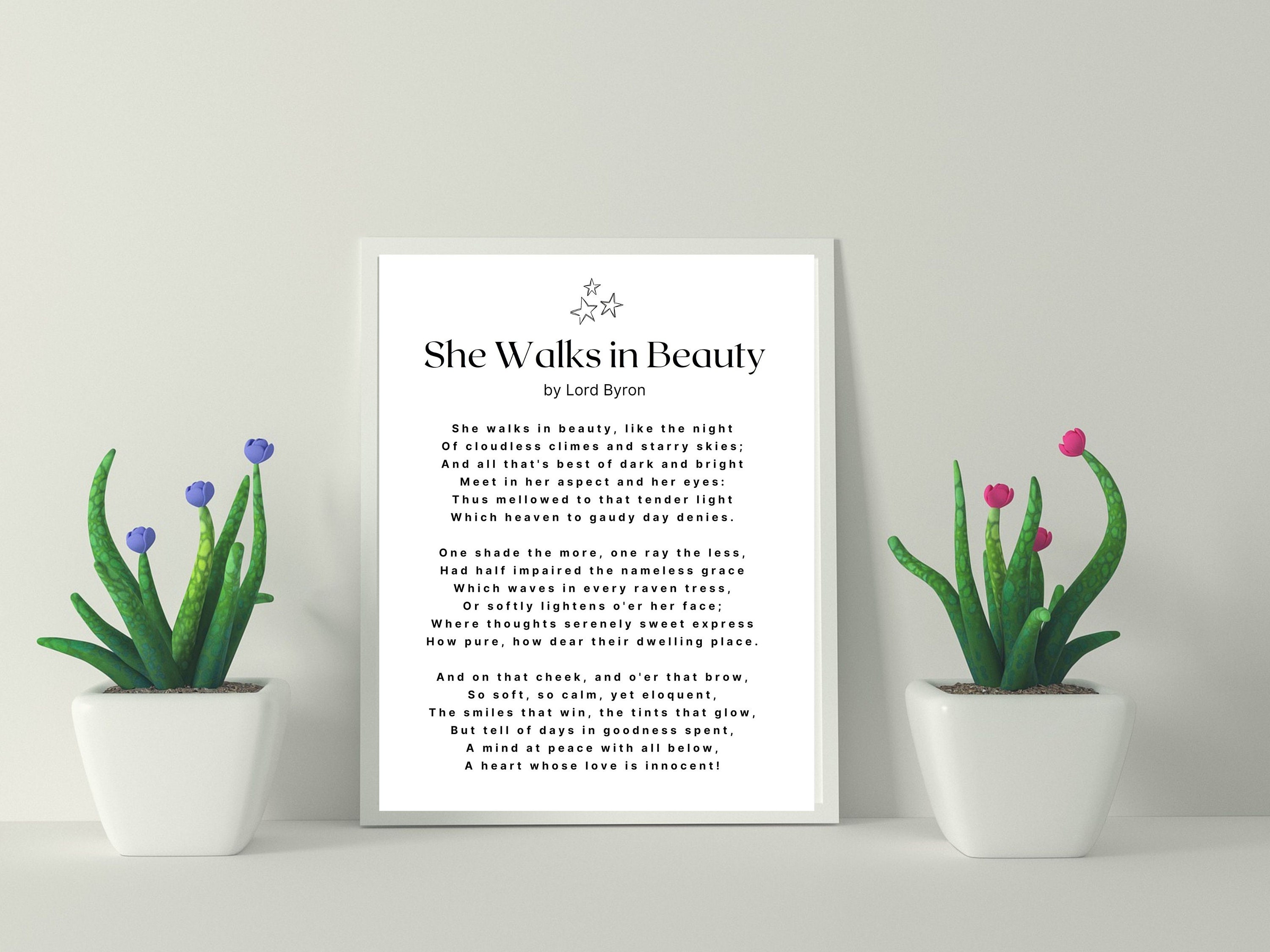 She Walks in Beauty Poem Digital Print Lord Byron Printable Wall Art ...
