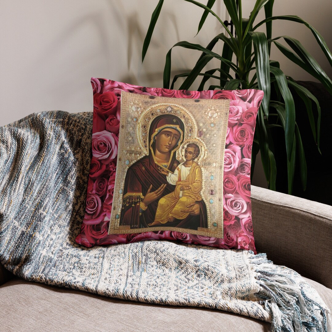 Theotokos Pillow Virgin Mary and Jesus Religious Home Decor Christian ...