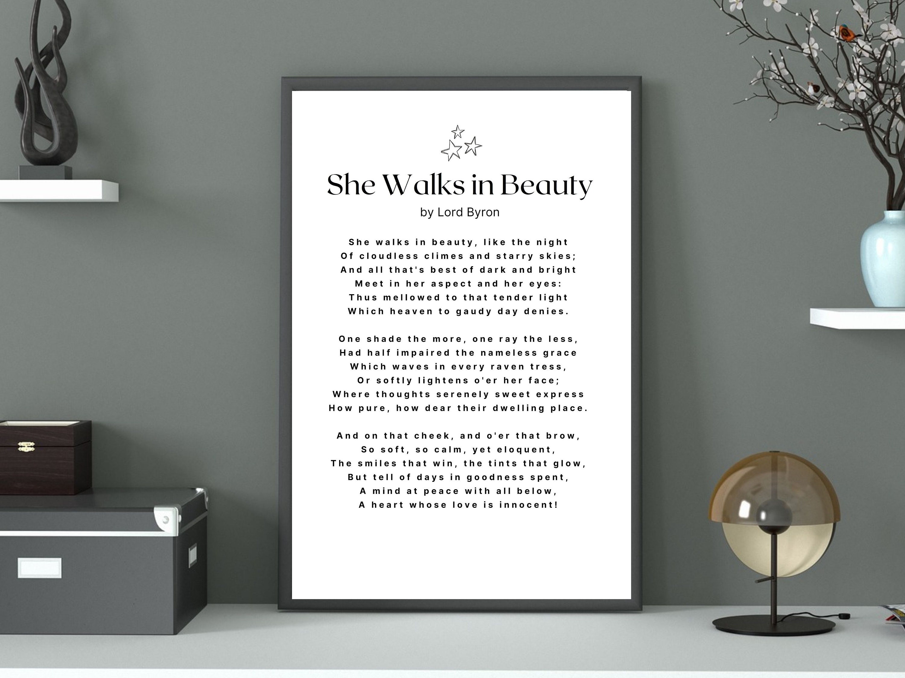 She Walks in Beauty Poem Digital Print Lord Byron Printable Wall Art ...