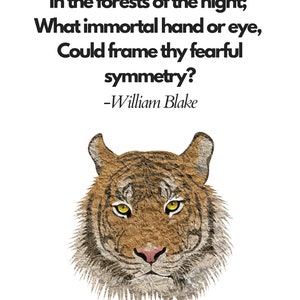 The Tyger, Printable Poem by William Blake, Tiger Tiger Burning Bright ...