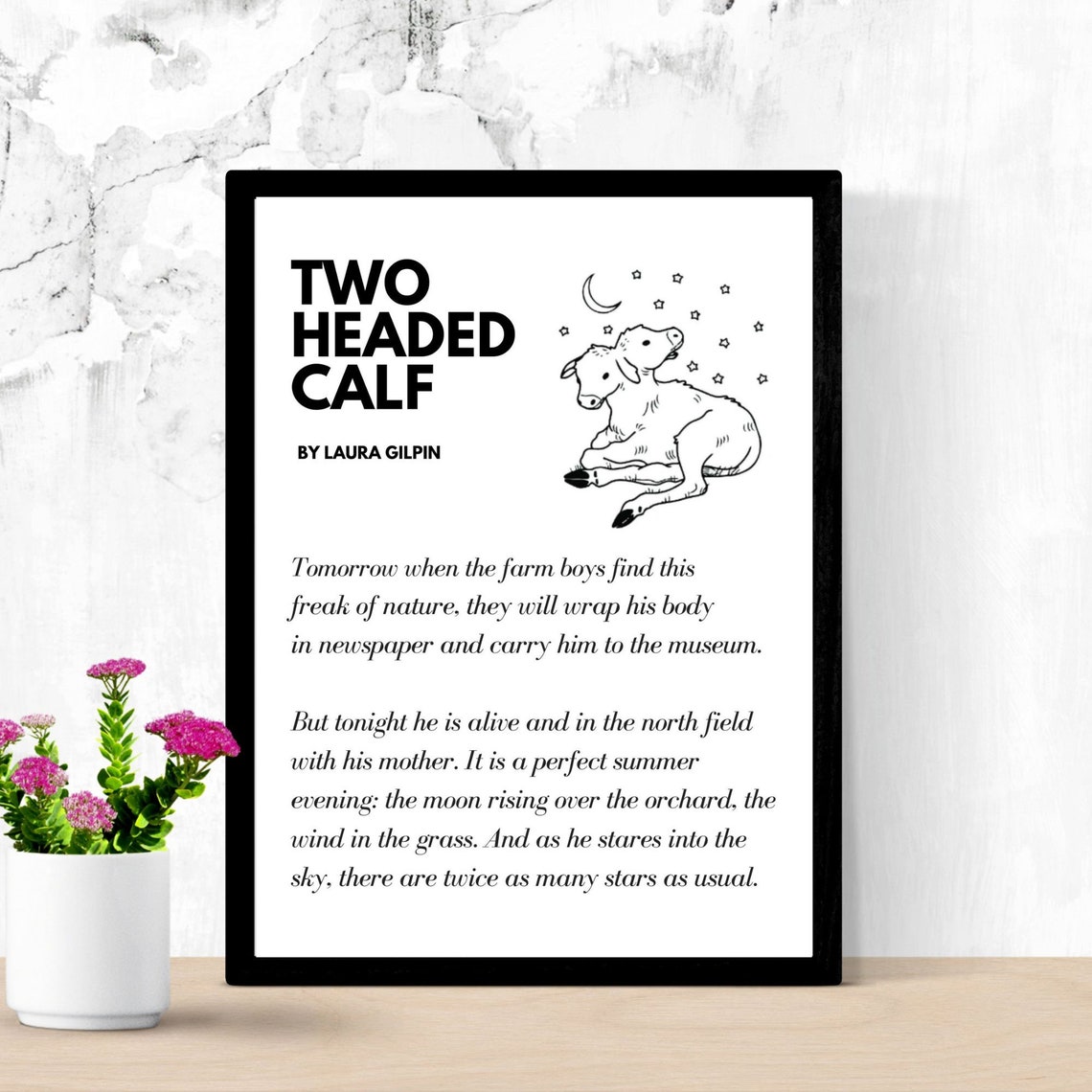 Two Headed Calf by Laura Gilpin, Digital Poem Art, Wall Art Print ...