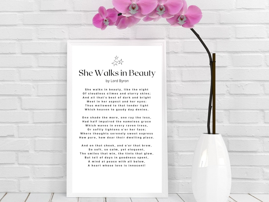She Walks in Beauty Poem Digital Print Lord Byron Printable Wall Art ...