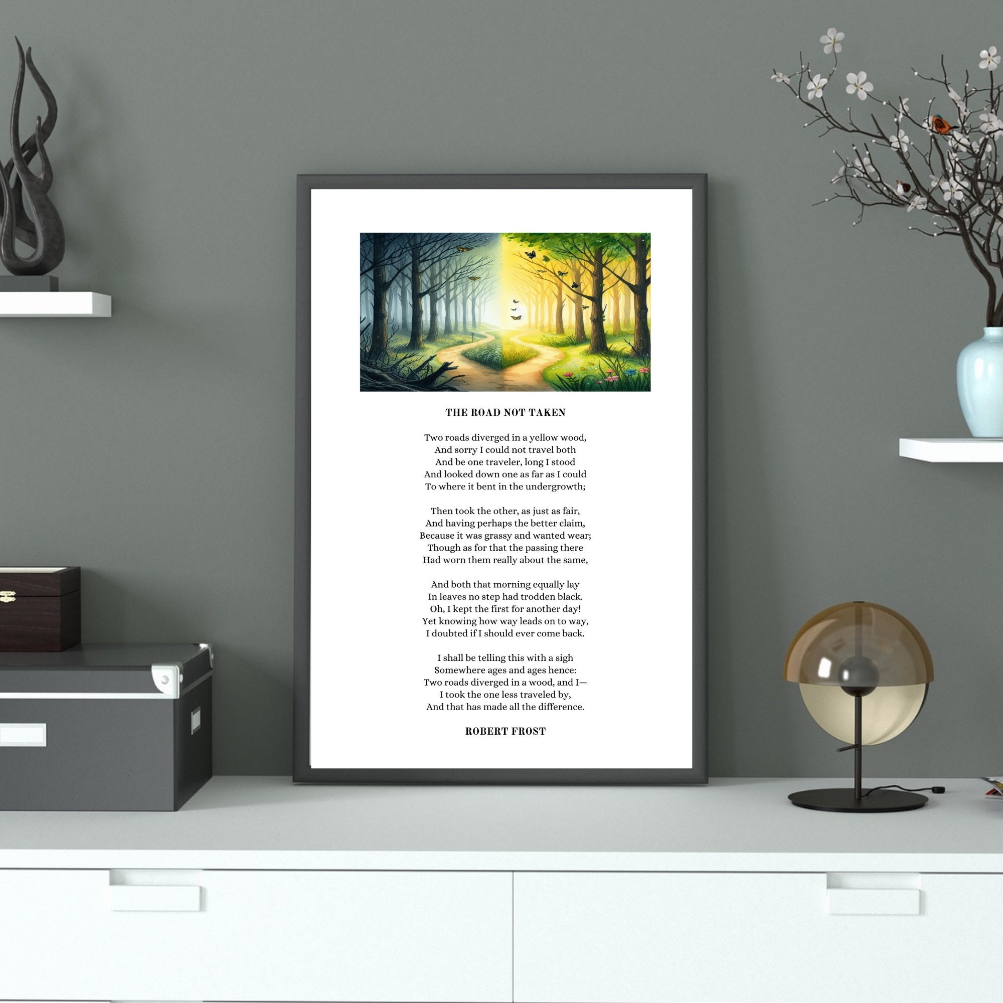 The Road Not Taken Poem by Robert Frost Digital Print Printable Gift ...