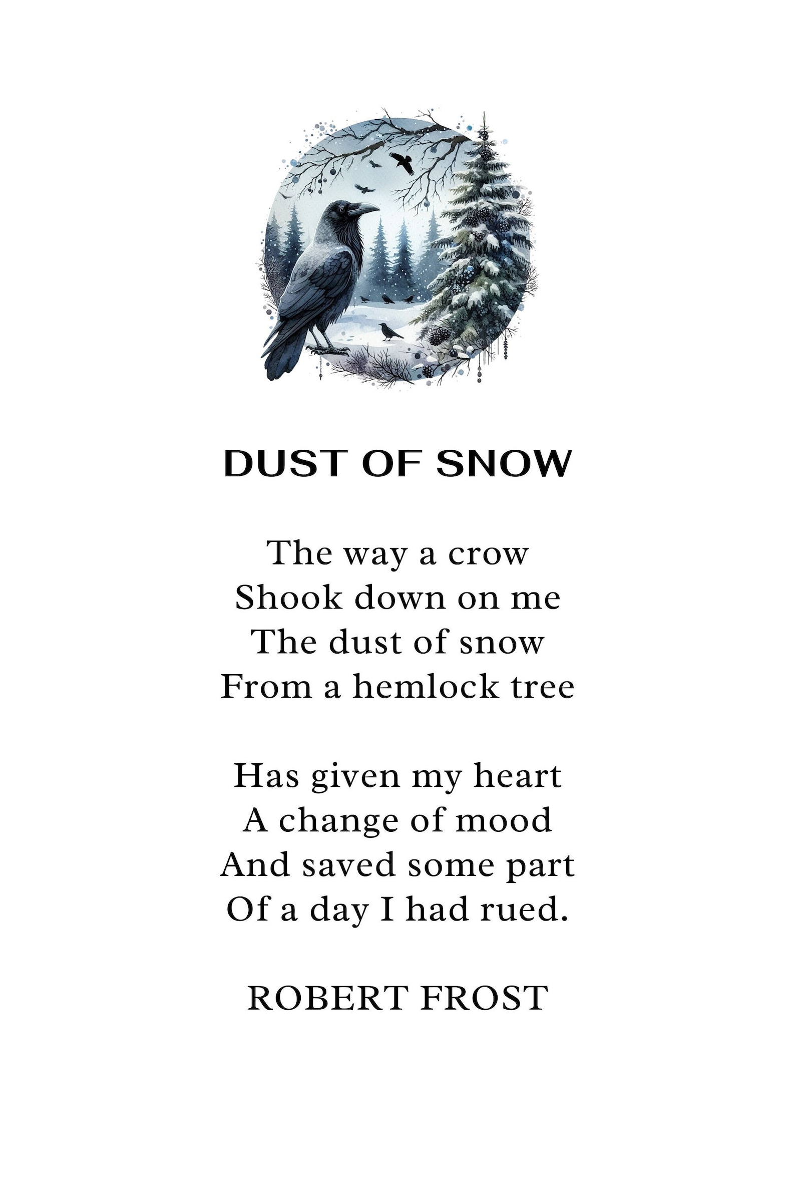 Dust of Snow Poem by Robert Frost Digital Print Printable Gift Idea for ...