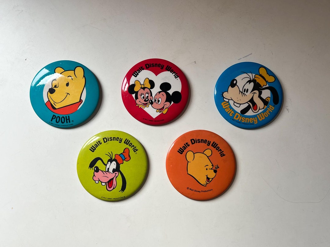 Vintage Walt Disney World 3" Pin Buttons - Etsy