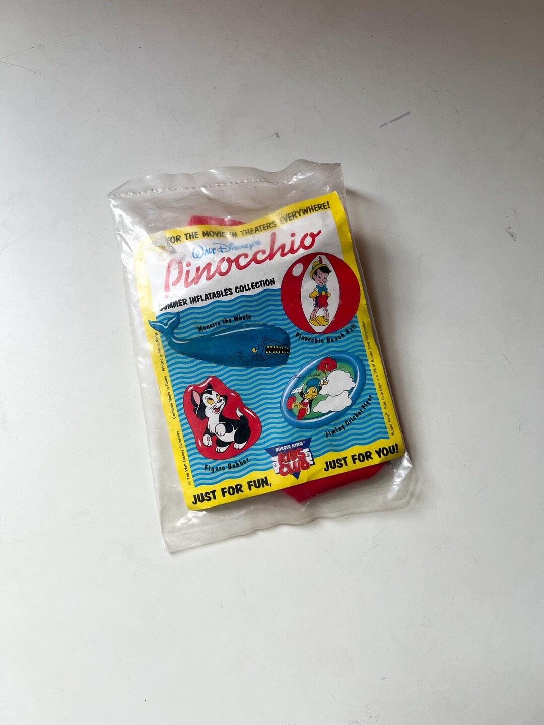 Vintage 1991 Burger King Kids Club Walt Disney Pinocchio Inflatable ...