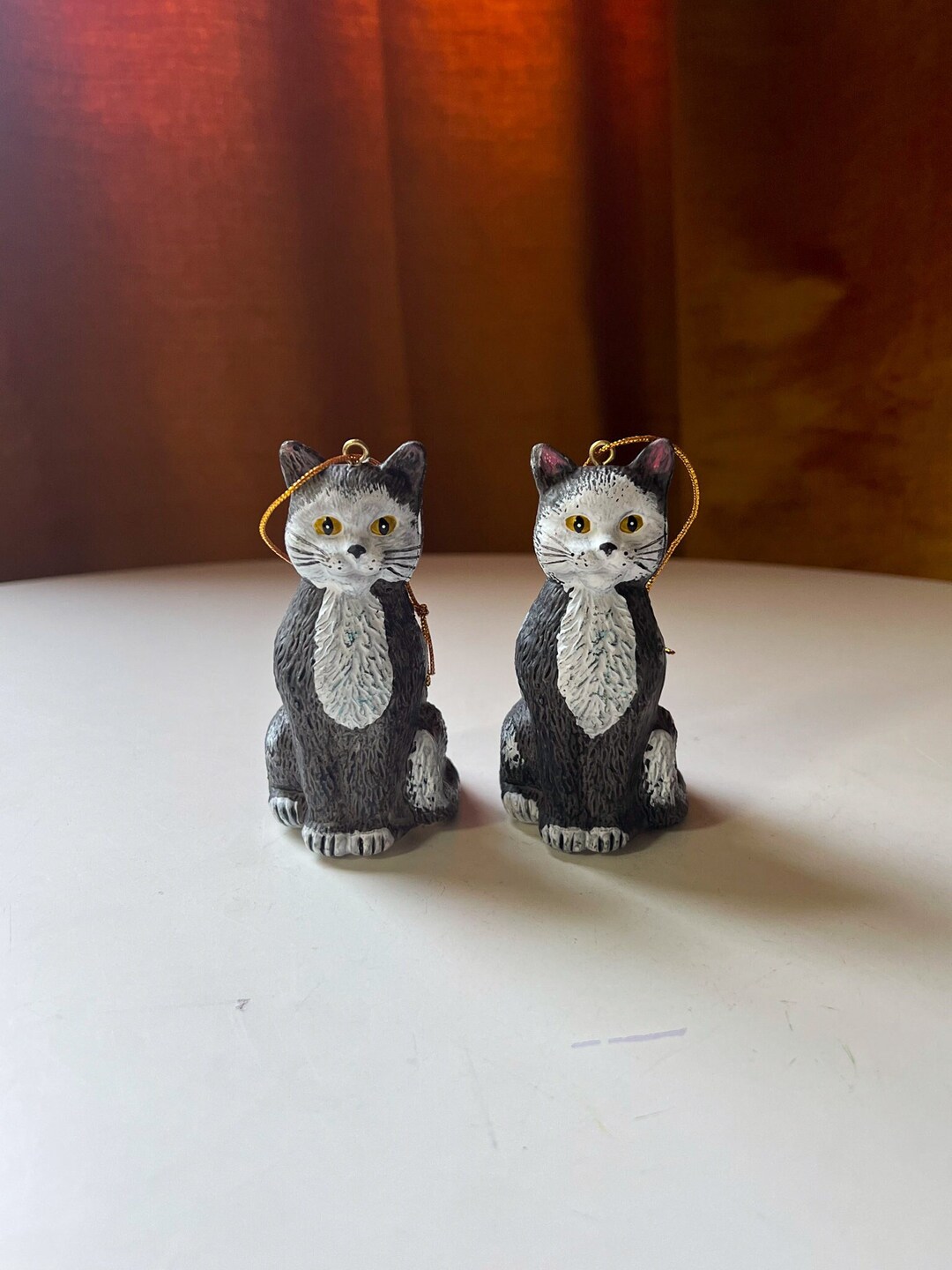 Vintage 1970s Black Tuxedo Cat Plastic Christmas Ornament Set of 2 - Etsy