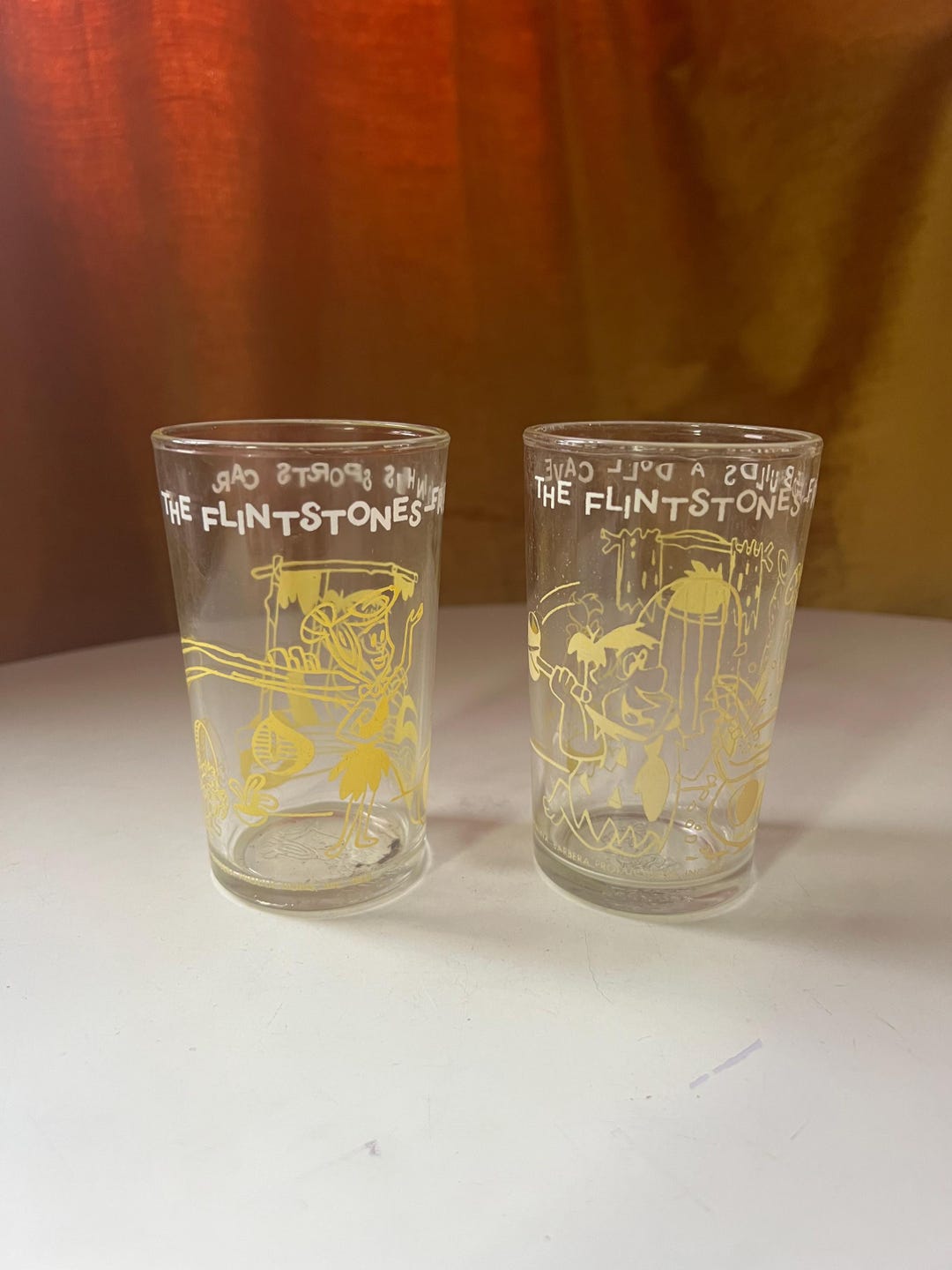 Vintage 1962 Flintstones Welches Juice Glasses, Fred, Wilma Flintstone ...