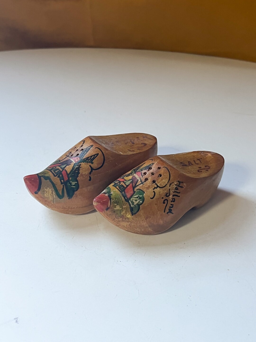 Vintage 1950s Holland Wooden Clog Hand Painted Windmill Shoe Salt ...