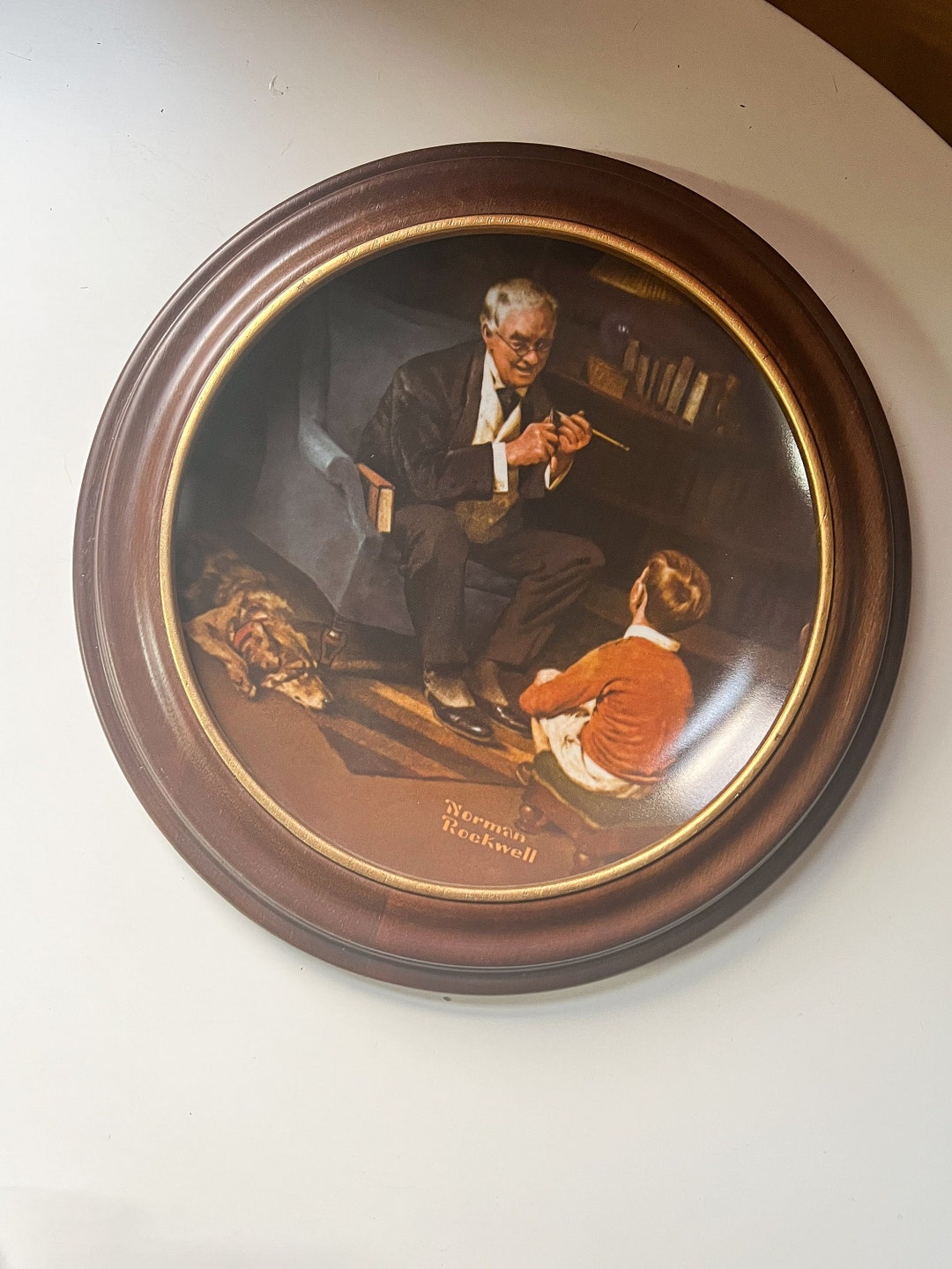 Vintage 1982 Norman Rockwell "the Tycoon" Collector Plate in Wood Frame ...