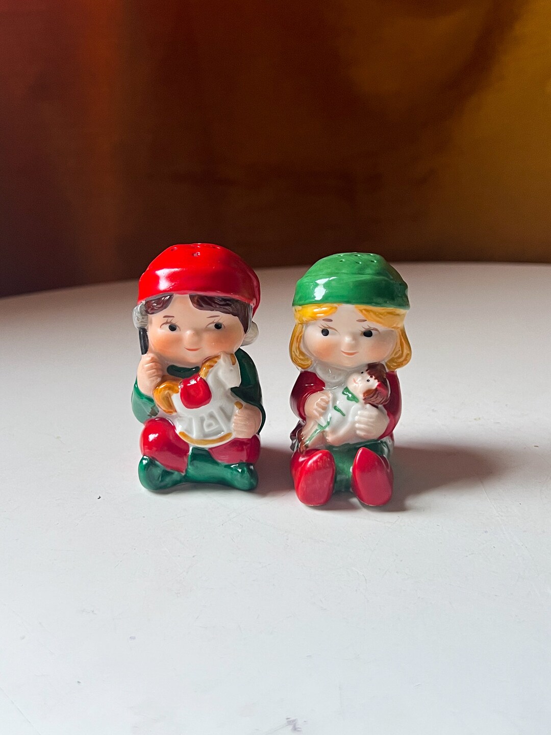 Vintage 1983 Avon Santas Helpers Christmas Elves Porcelain Salt ...