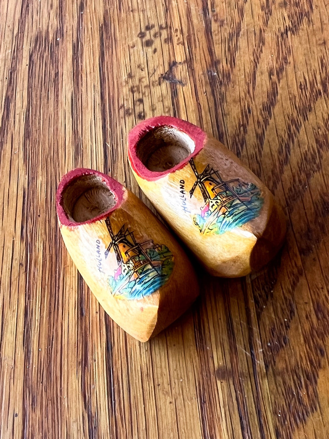 Vintage Miniature Hand Carved Wooden Dutch Clogs Made in Holland W ...