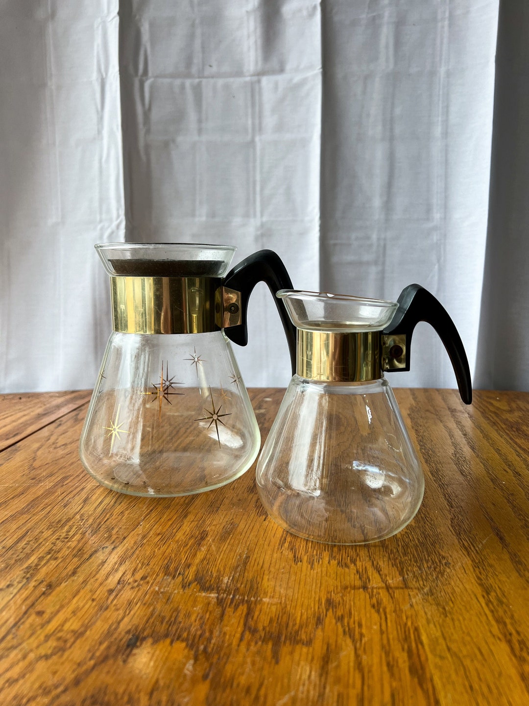 Vintage Corning Ware Pyrex Glass and Gold Starburst Coffee/tea Carafe W ...