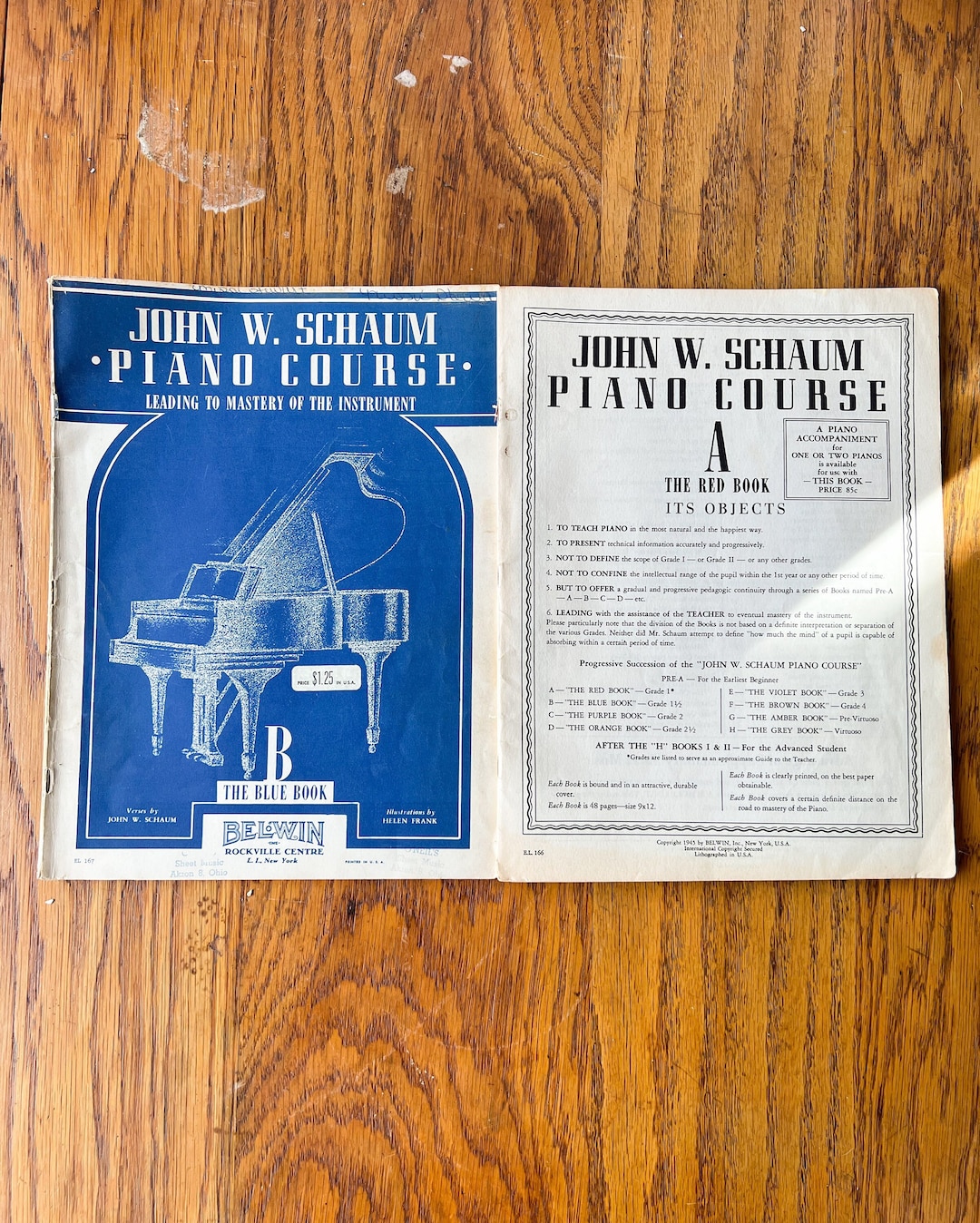 Vintage Set of 2 1945 John W. Schaum Piano Course A & B, the Blue and ...