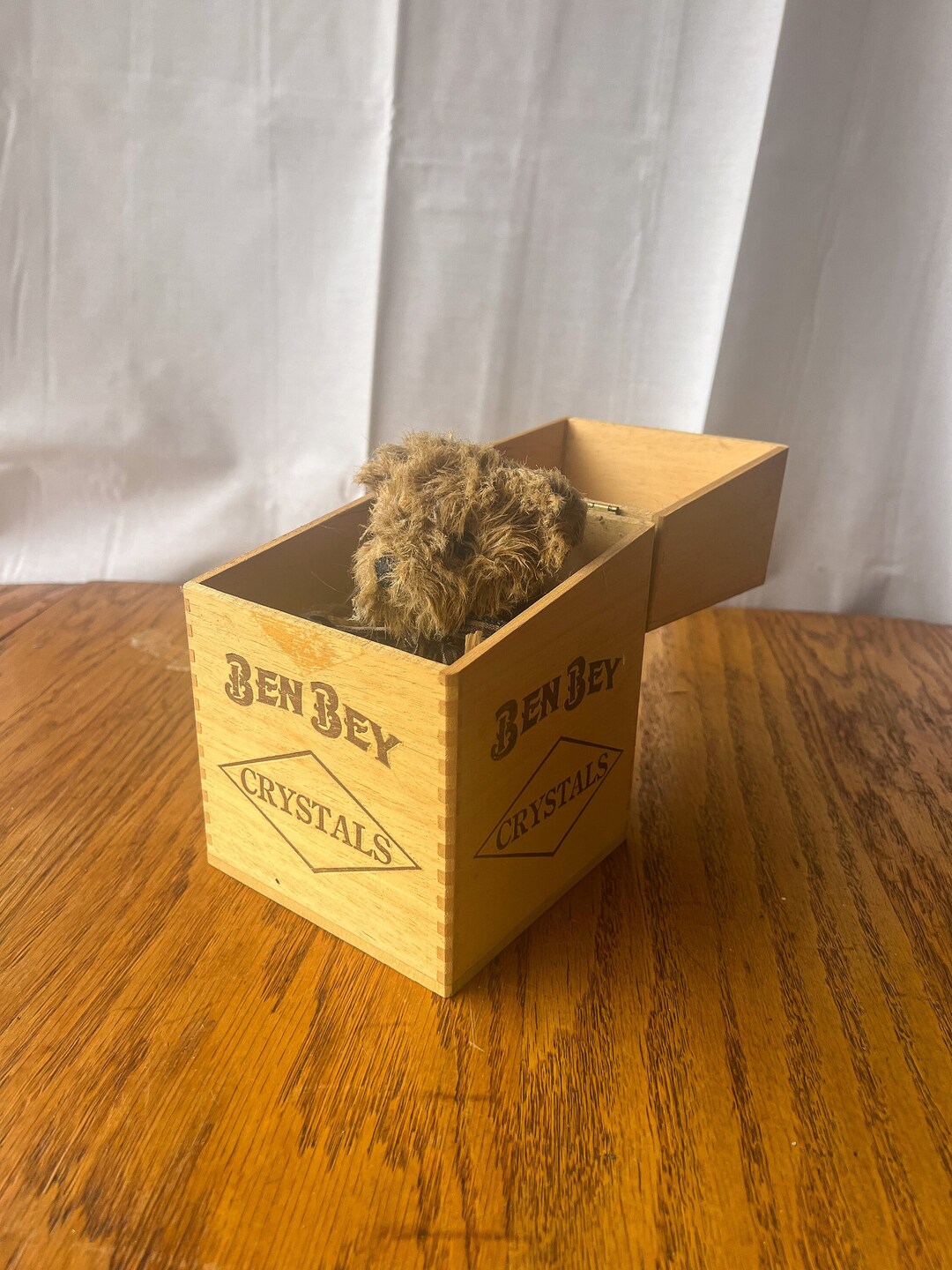 Vintage 1950s Ben Bey Cigars Wood Box With Wax Dipped Teddy Bear Candle ...