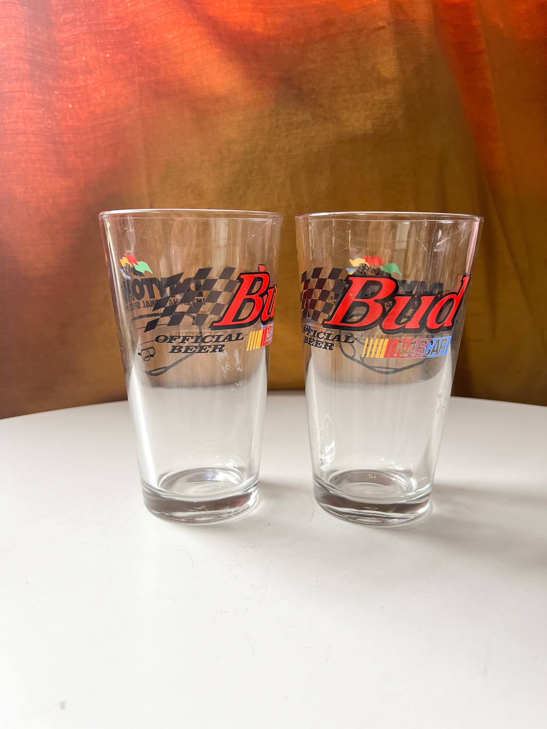 Vintage Budweiser Glasses Nascar Daytona International Speedway Set of ...