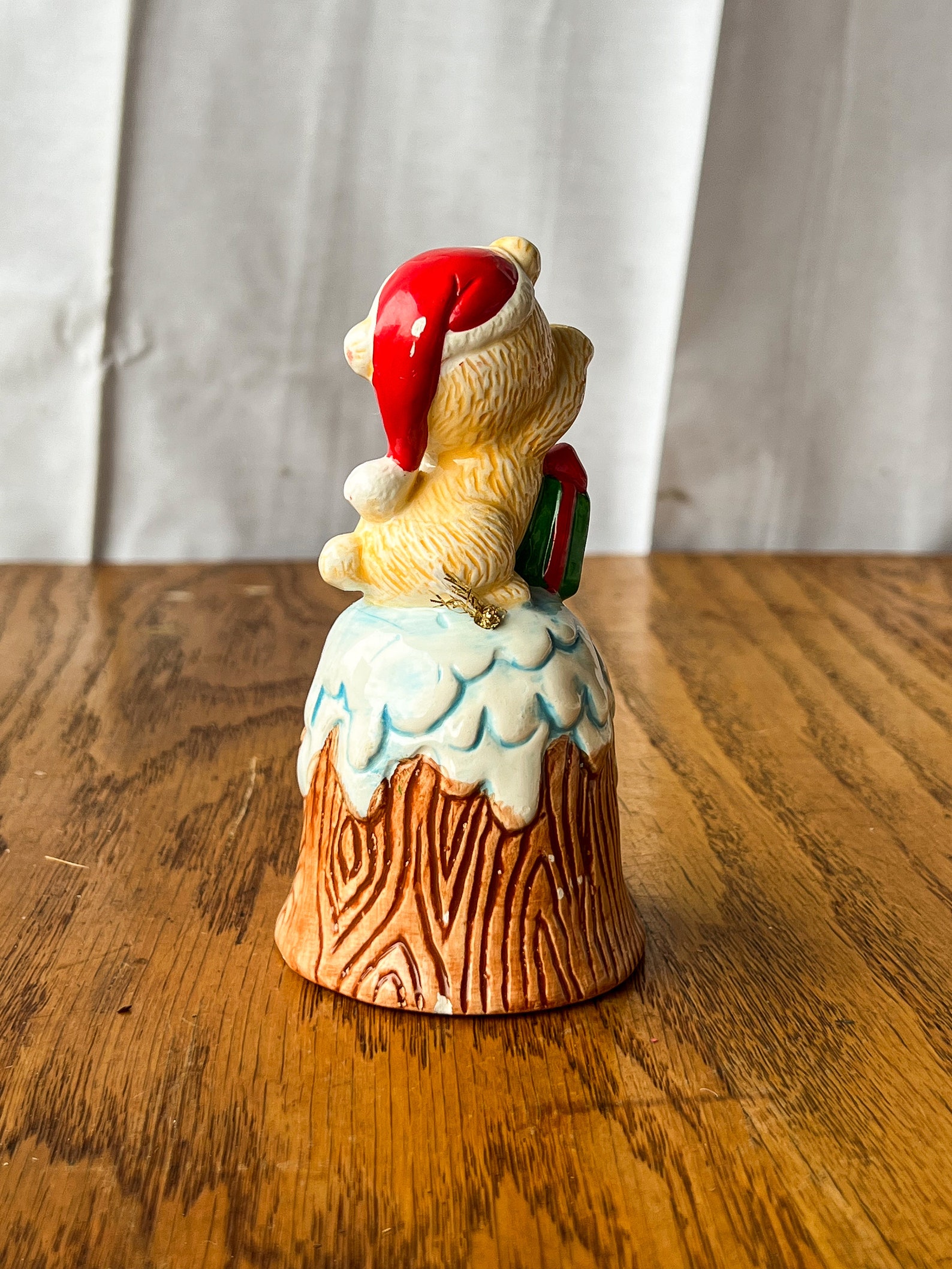 Vintage Frankel Ceramic Holiday Christmas Santa Bear Hand-bell Figurine ...