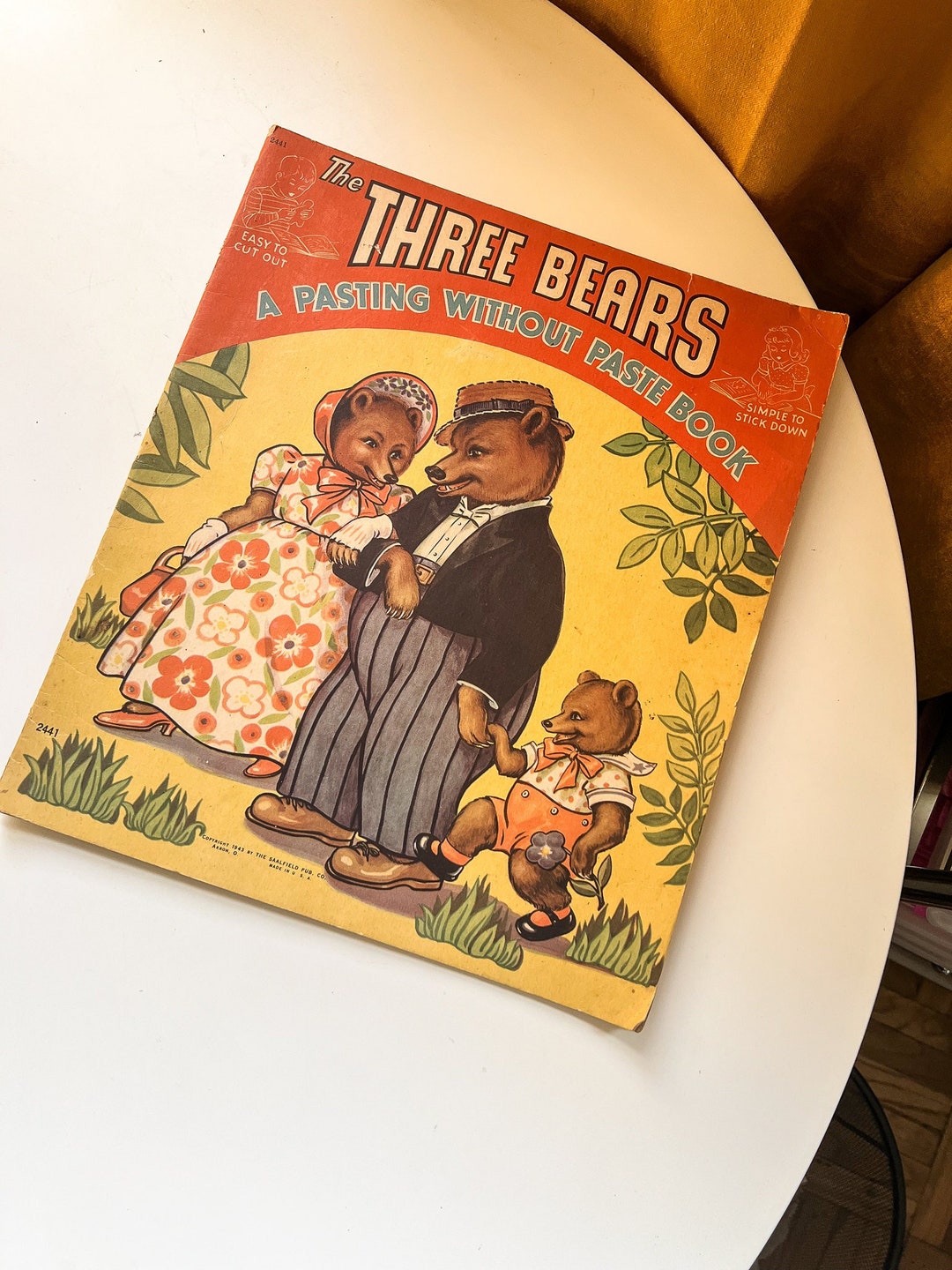 Vintage 1943 Saalfield Three Bears Pasting Without Paste Book Uncut ...