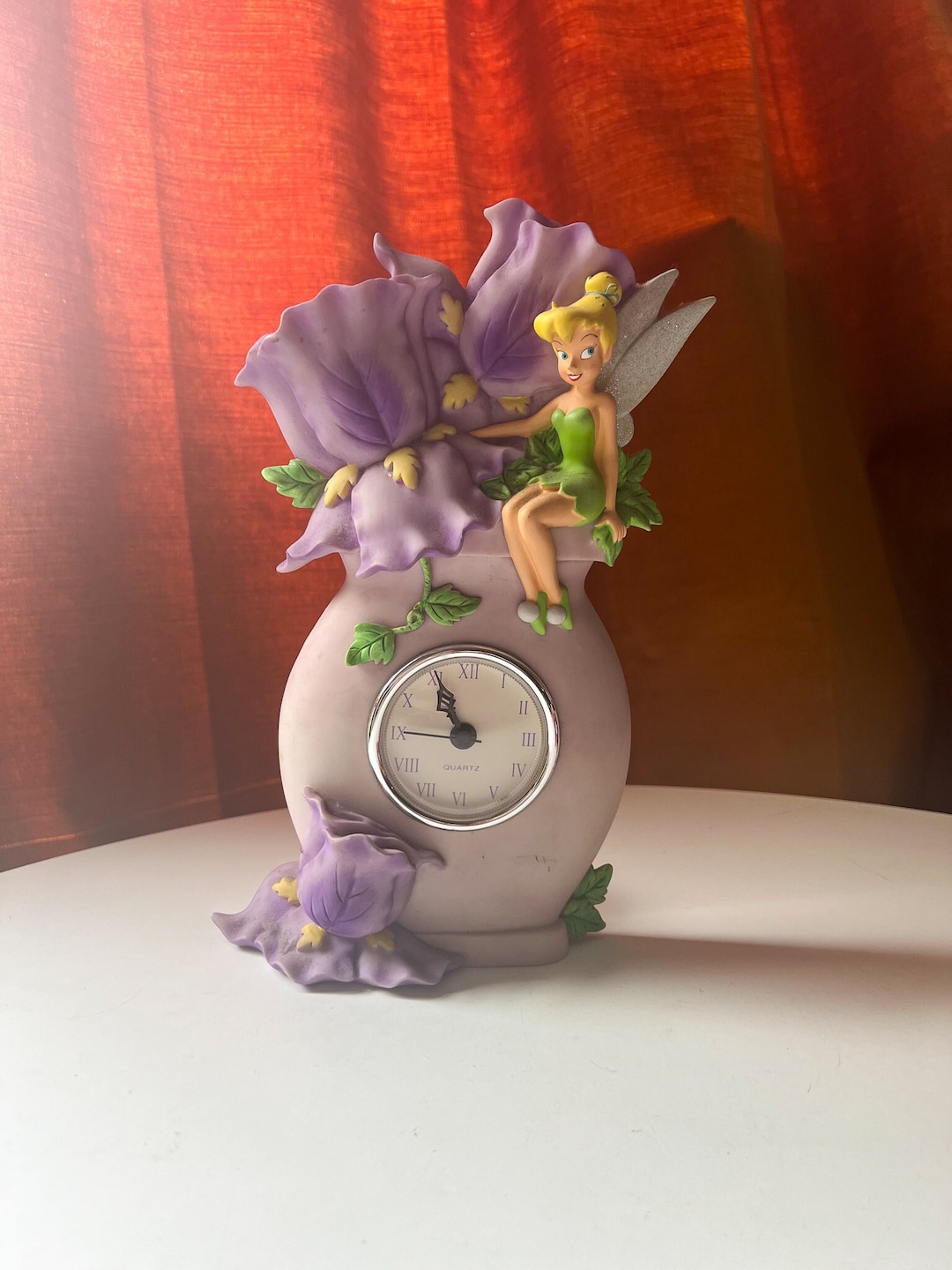 RARE Disney Store Tinker Bell Pink & Purple Clock in Floral Frame - Etsy