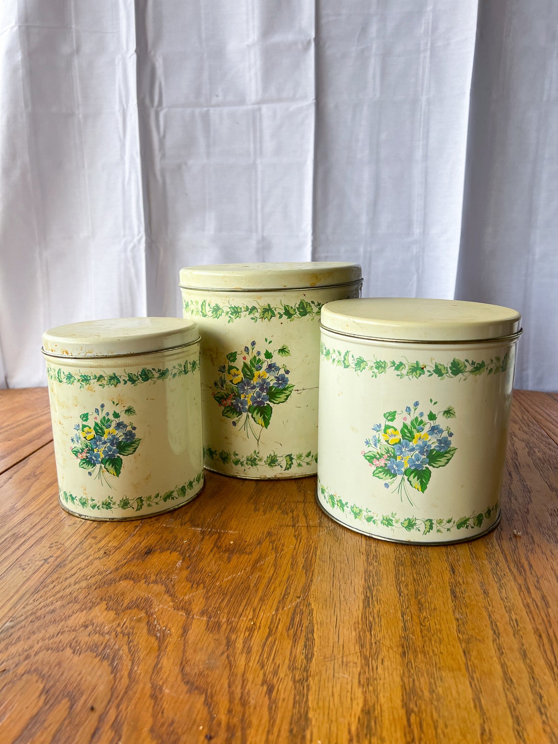 Vintage 1960s Ballonoff Canister Tins Kitchen Set of 3 Nesting ...
