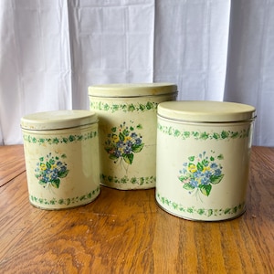 Vintage 1960s Ballonoff Canister Tins Kitchen Set of 3 Nesting ...