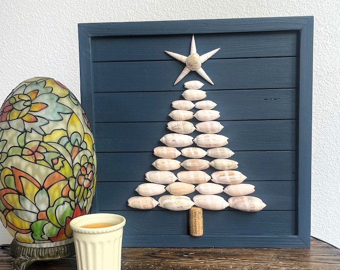 Seashell Christmas Tree, Coastal Christmas Decor, Seashell Decor, Olive ...