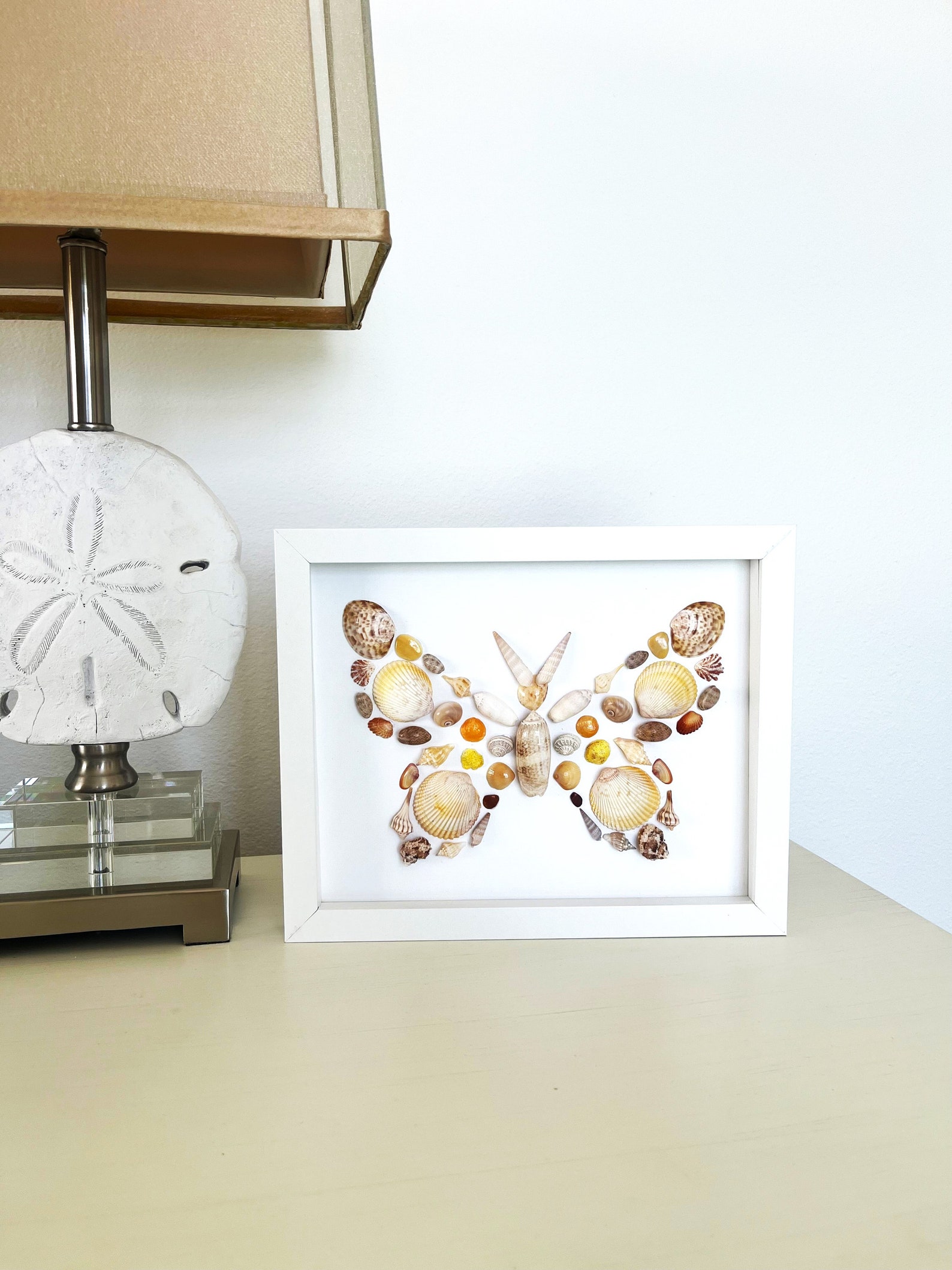 Seashell Butterfly, Seashell Collage Art, Seashell Shadowbox, Seashell ...