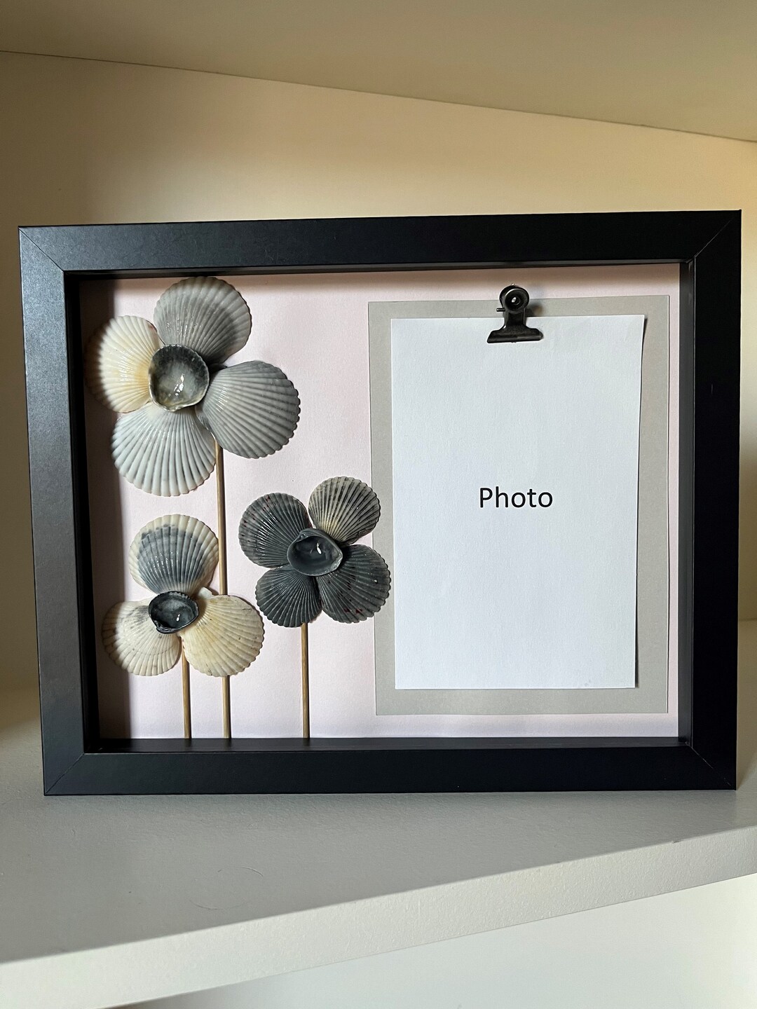 Seashell Photo Frame, Coastal Photo Frame, 8x10 Shadowbox of Gray ...