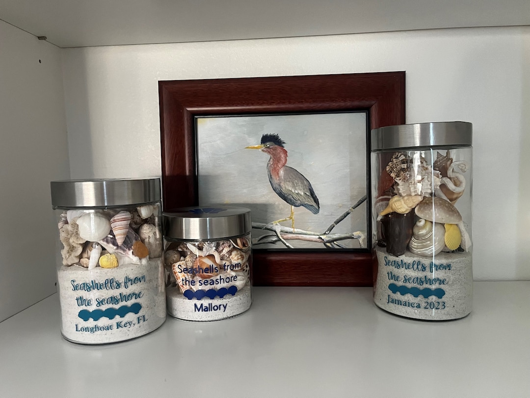 Seashell Jar Personalized - Glass, Beach Treasures Jar | Beach Wedding ...