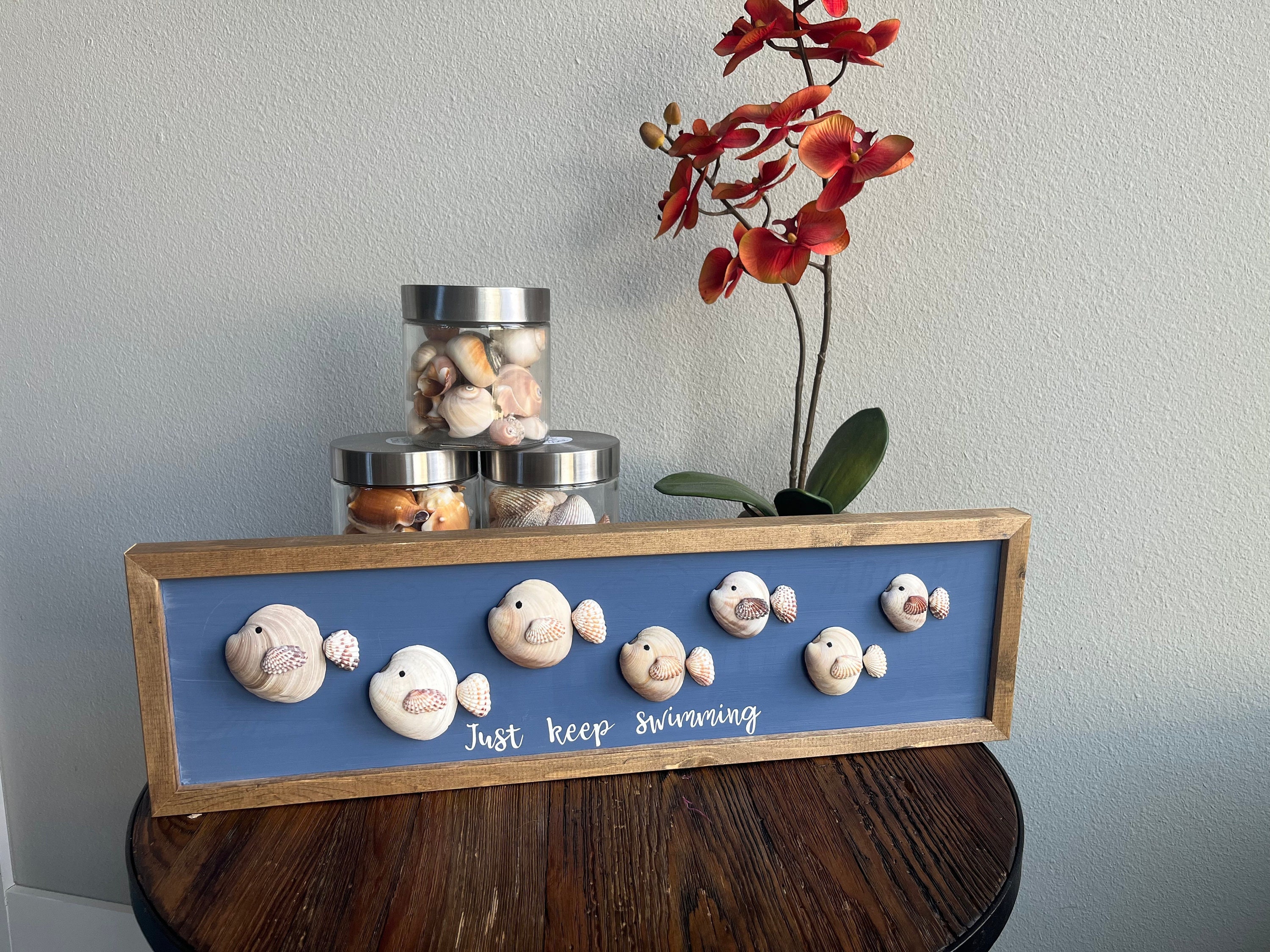 Just Keep Swimming Seashell Fish Artwork Seashell Fish Wall - Etsy