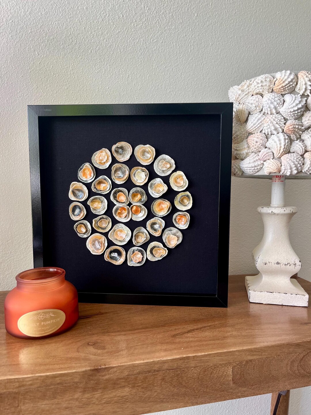 Mosaic Seashell Art, 12x12 Round Seashell Shadowbox, Jingle Shell Art ...
