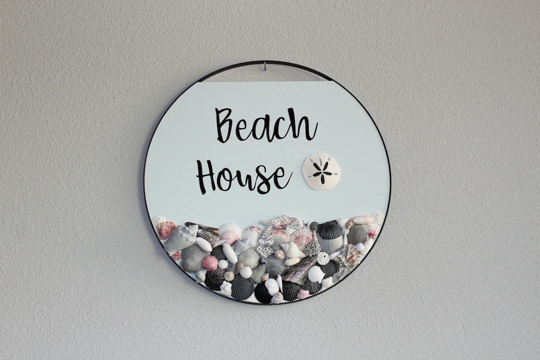 Seashell Beach House Decor, Seashell Artwork, Coastal Seashell Wall Art ...