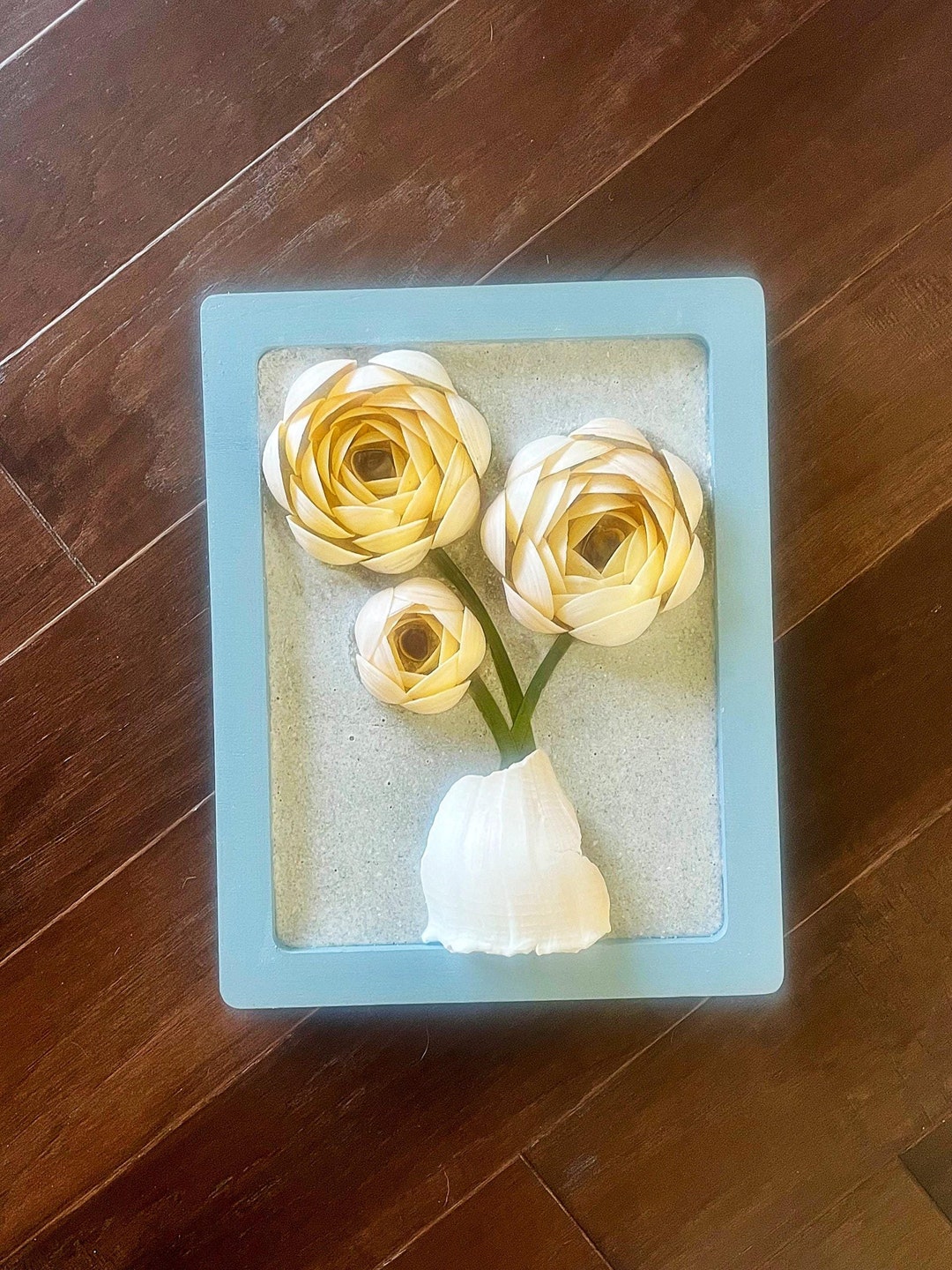 Seashell Flower Art, Buttercup Lucine Art, Beach Home Decor, Coastal ...