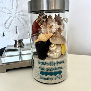 Seashell Jar Personalized - Glass, Beach Treasures Jar | Beach Wedding ...