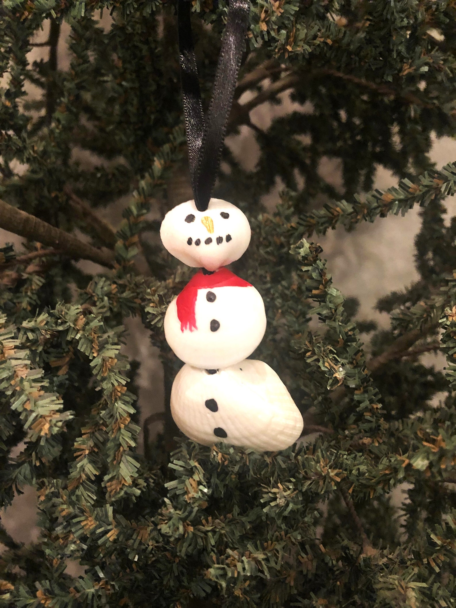 Snowman Seashell Ornament, Snowman Shell Ornament, Christmas Ornament ...