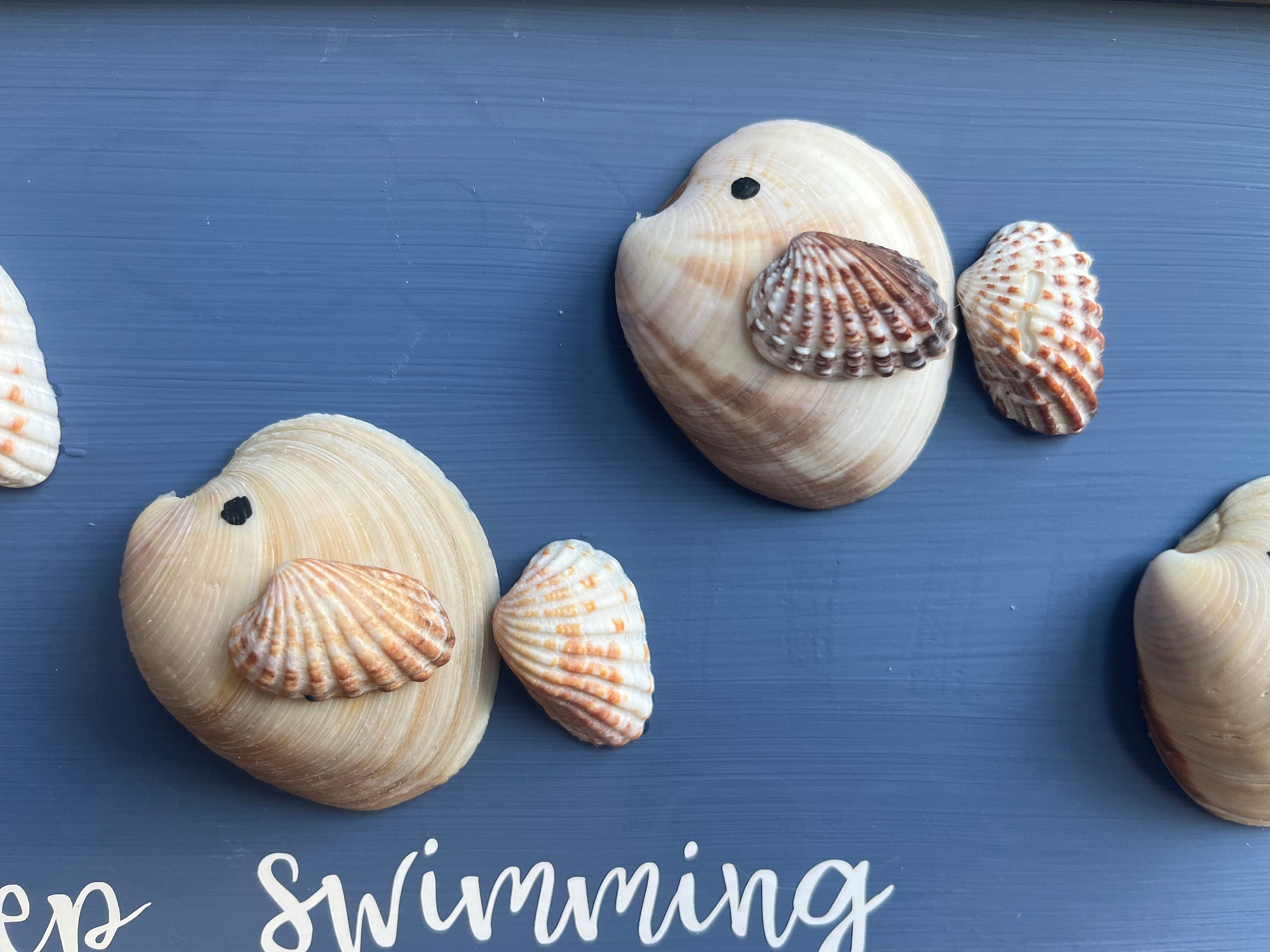 Just Keep Swimming Seashell Fish Artwork Seashell Fish Wall - Etsy