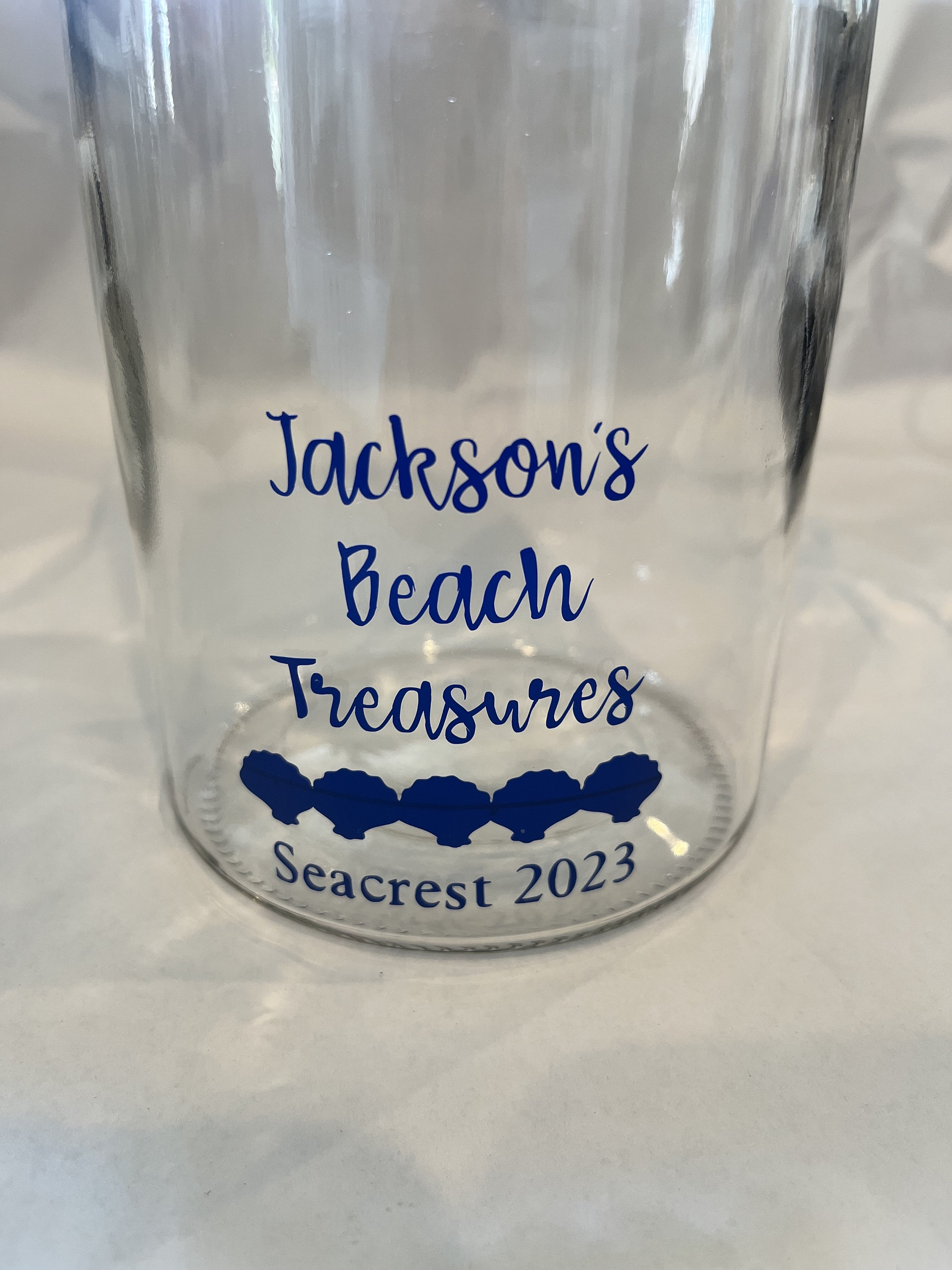 Seashell Jar Personalized Glass, Beach Treasures Jar Beach Wedding Jar ...