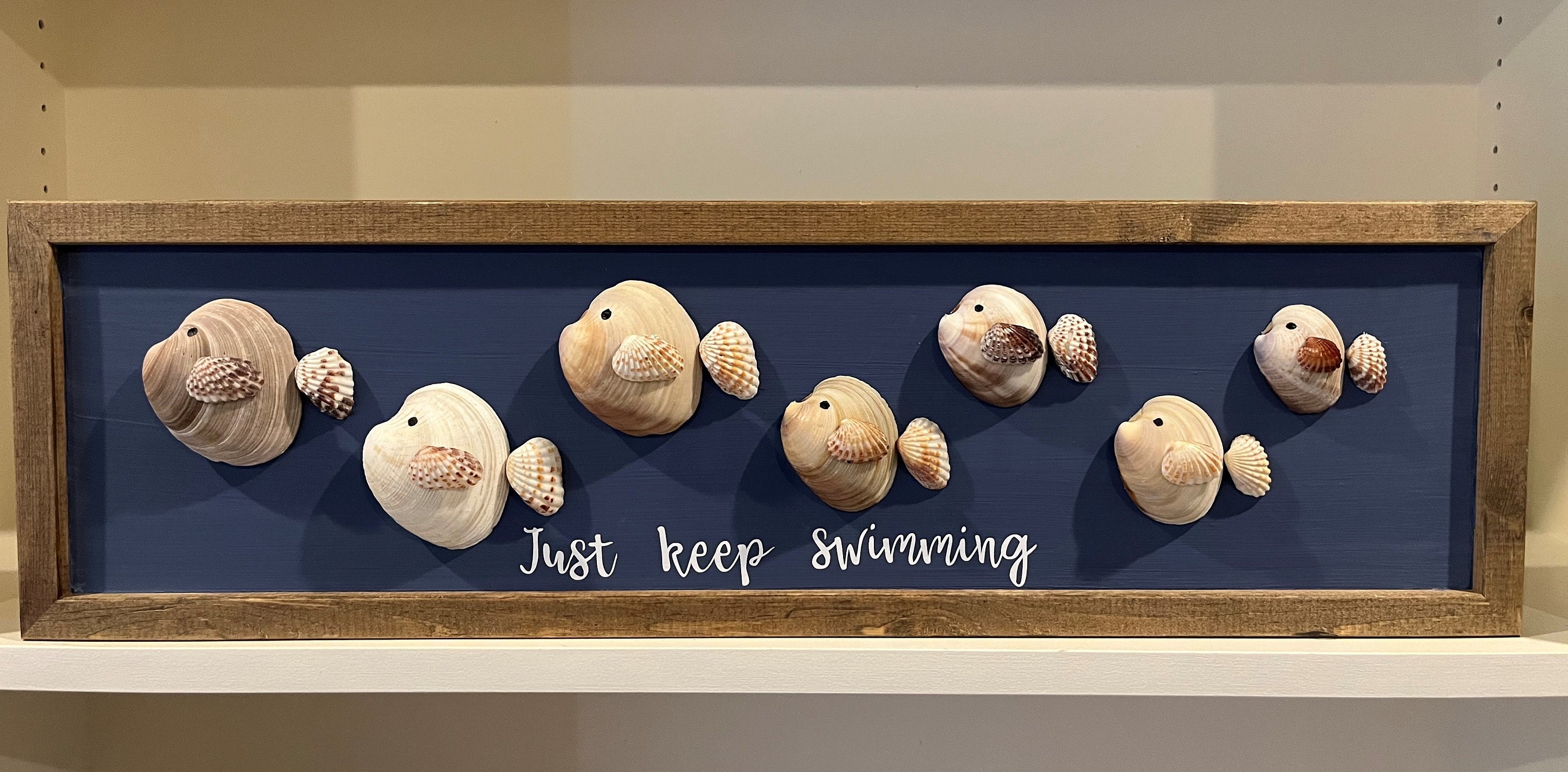 Just Keep Swimming Seashell Fish Artwork Seashell Fish Wall - Etsy