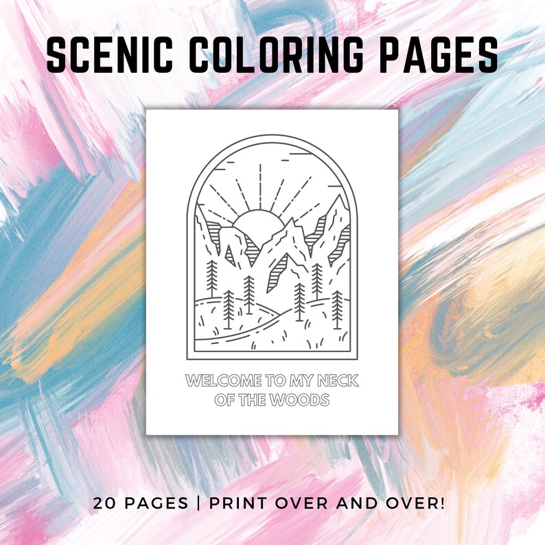 Scenic Coloring Pages | Instant Download Coloring Book | Landscape ...