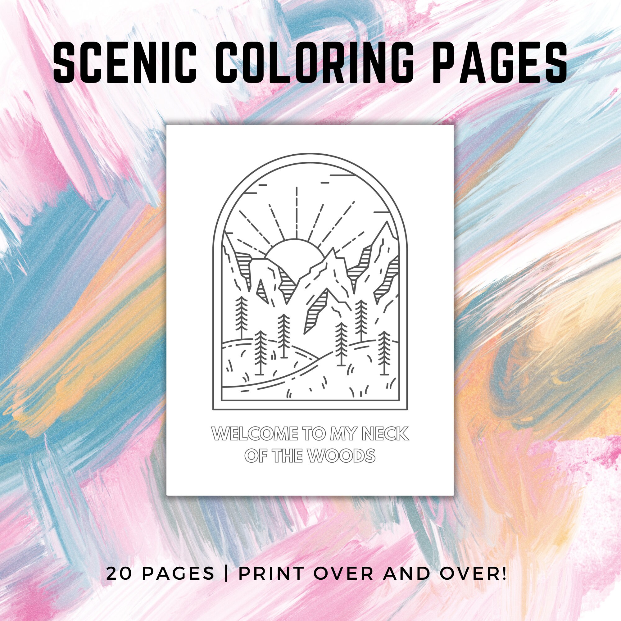 Scenic Coloring Pages | Instant Download Coloring Book | Landscape ...