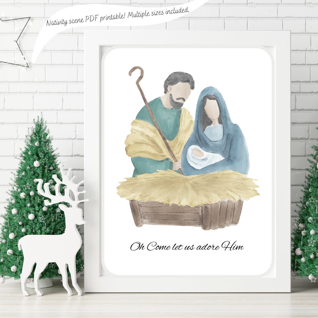 Christmas Nativity Scene Printable- Jesus, Mary and Joseph- Wall Art - Etsy