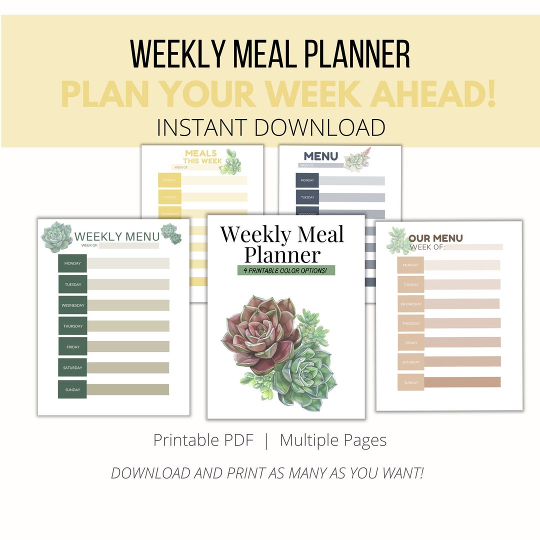 Weekly Meal Planner, Meal Planning Templates - Etsy